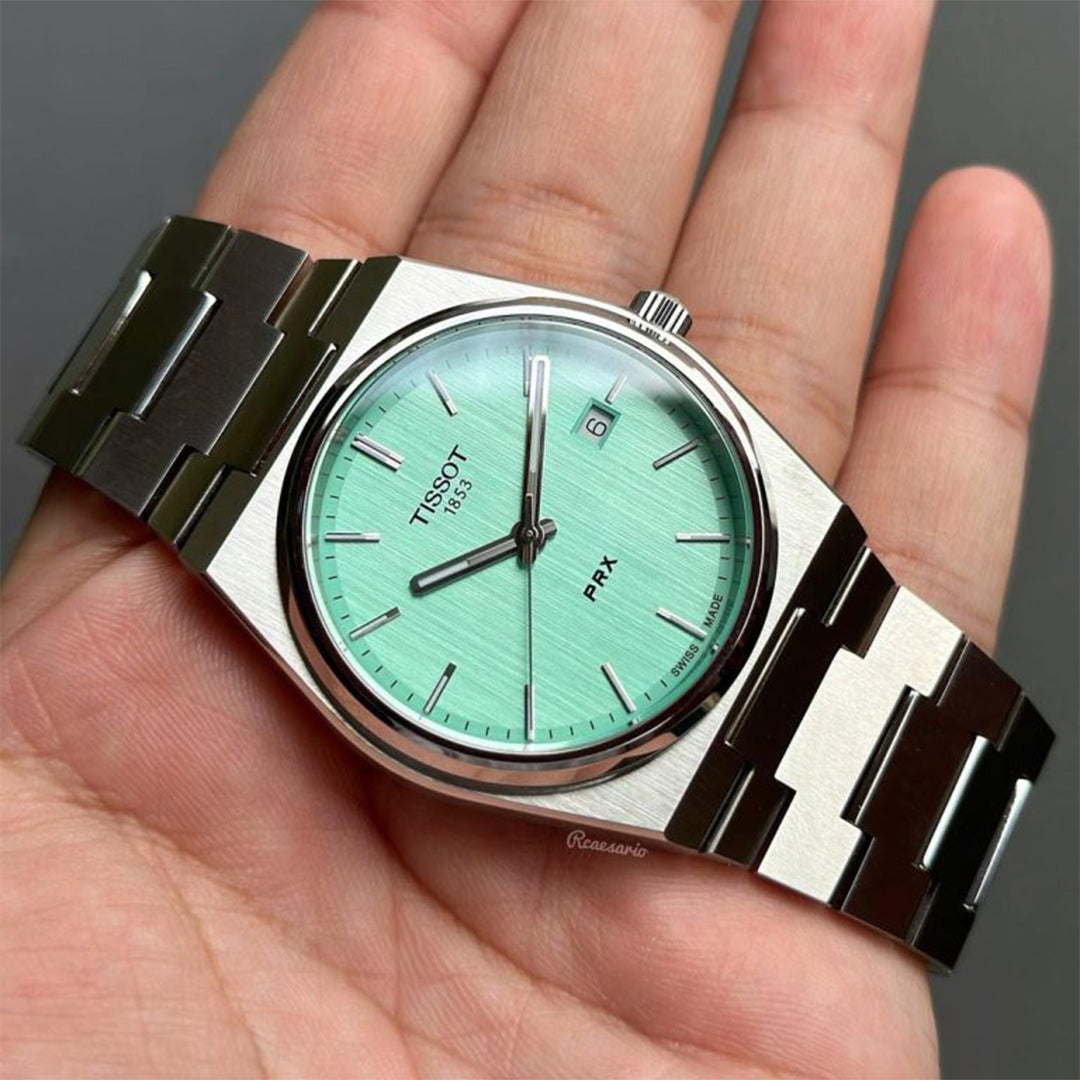 Tissot Prx Premium Stainless Steel Tiffany Blue Dial – thewatchtime.shop